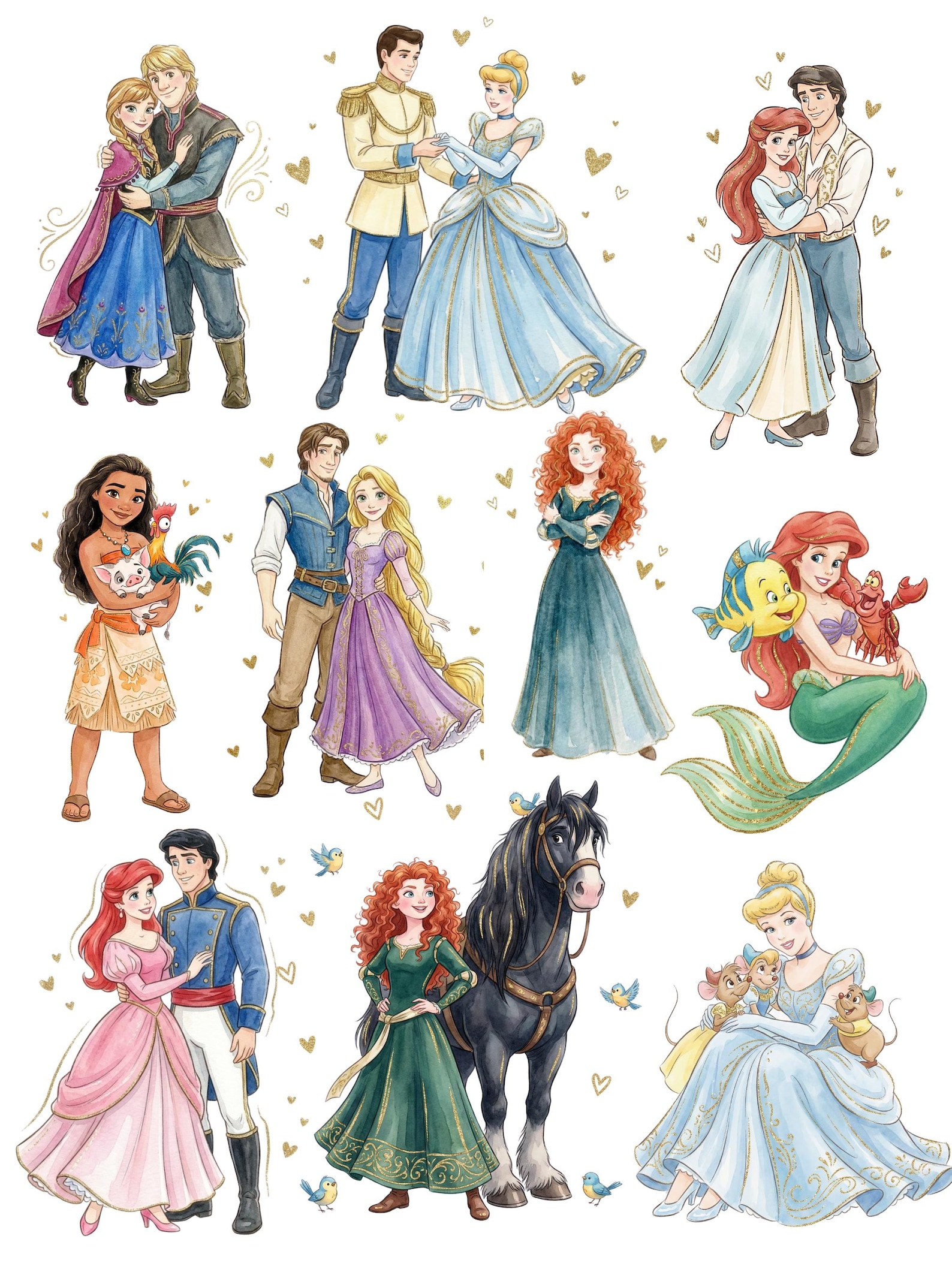 Valentines Day Clipart .Valentine Day illustrations.Watercolor Hearts ...