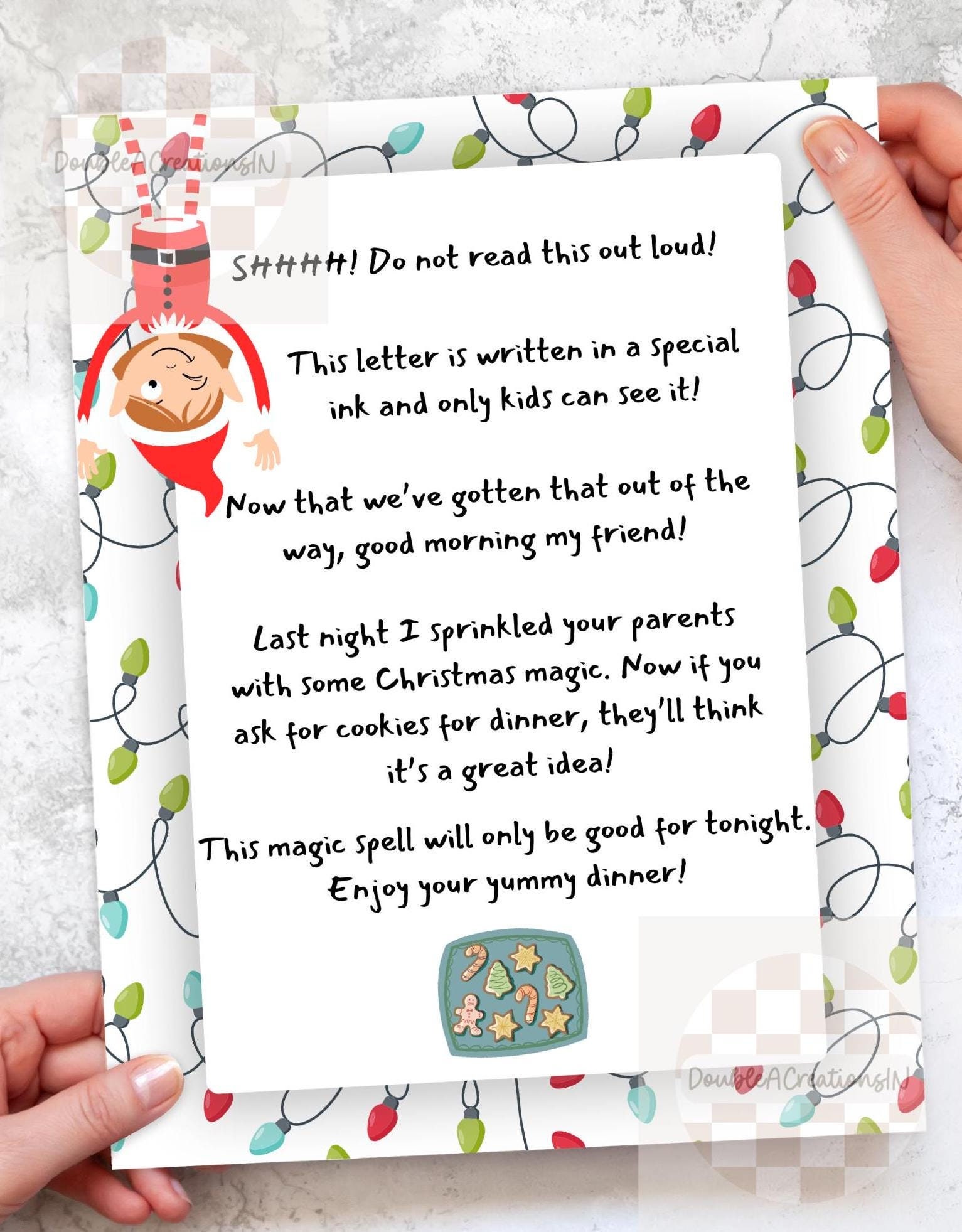 Christmas Elf Letter Printable, Secret Ink Letter (digital Download) - Etsy