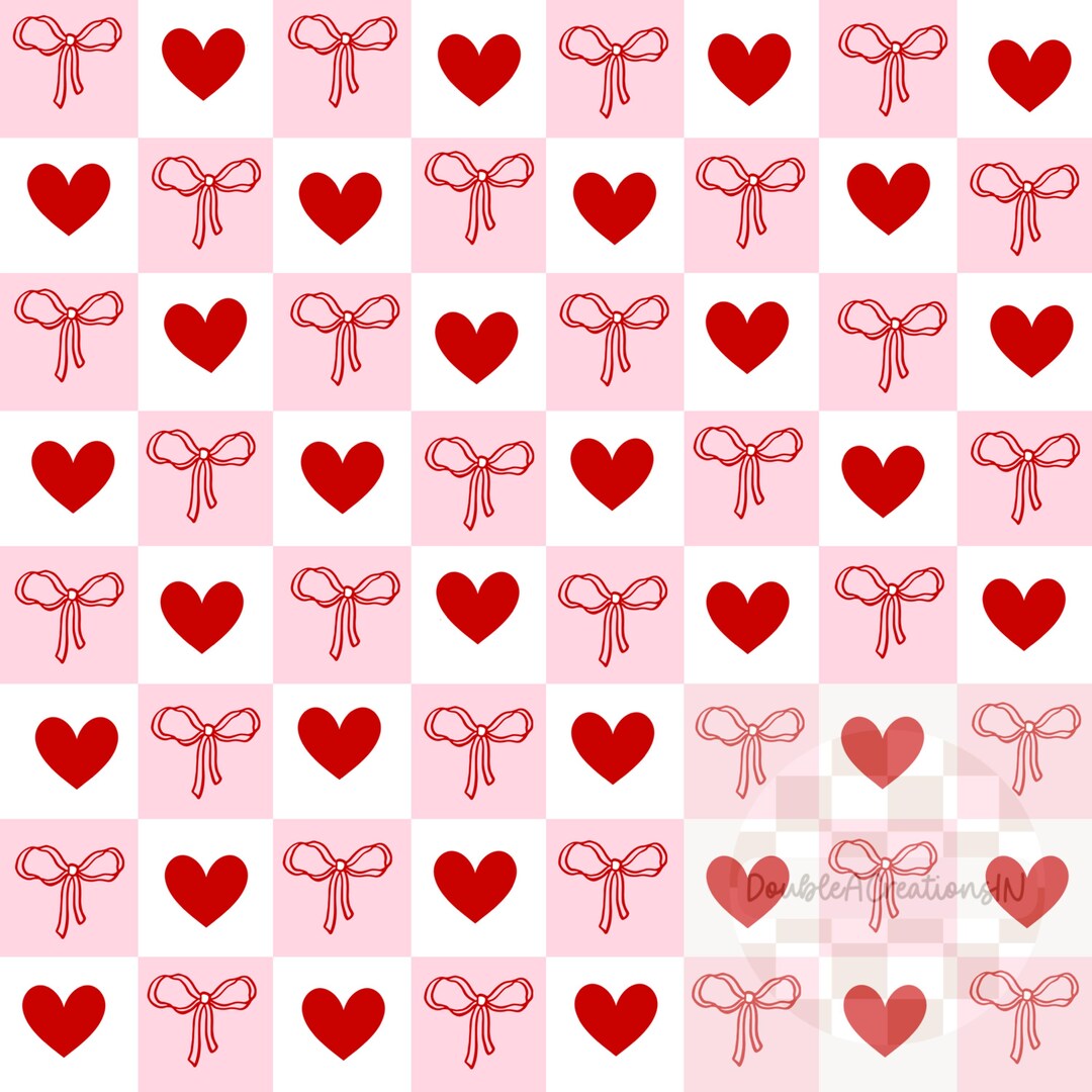 Coquette Hearts and Bows Seamless Repeating Pattern, Digital File for ...