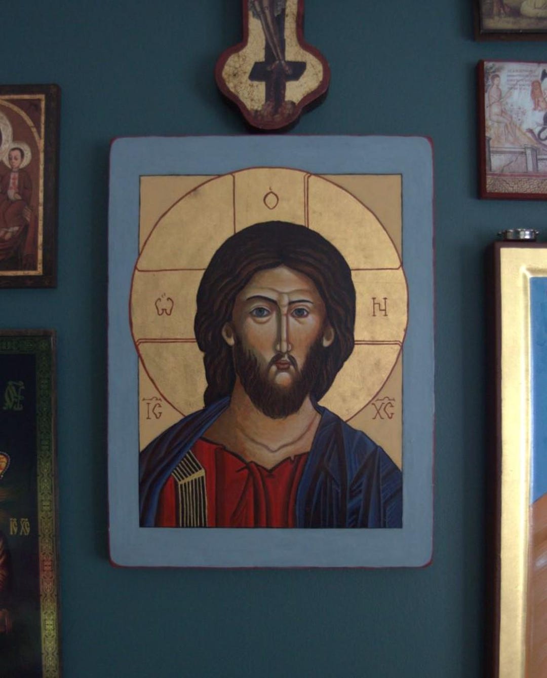 Hand-painted Byzantine Icon of Jesus Christ Pantocrator (12 X 9 Inches ...
