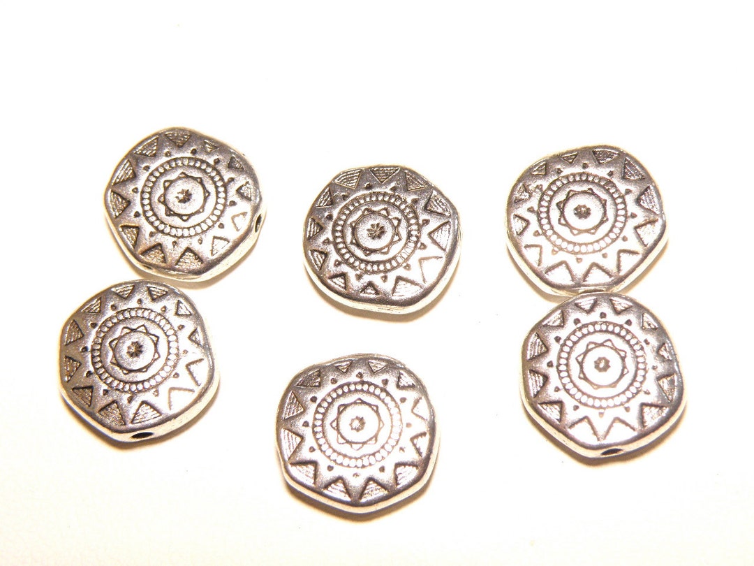 6 Pewter Ornate Southwestern-style Disc Spacer Beads - Etsy