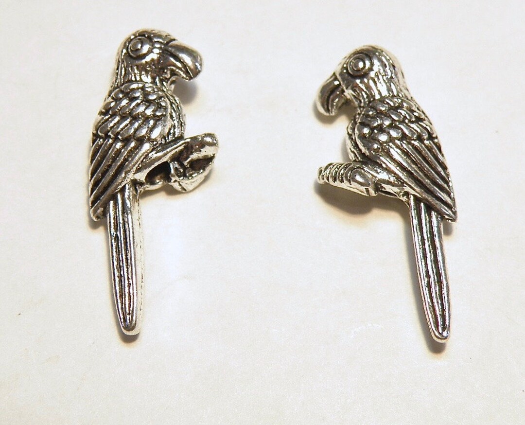 NEW ITEM --- Six (6) Pewter Silver Parrot Bird Spacer Beads - Etsy