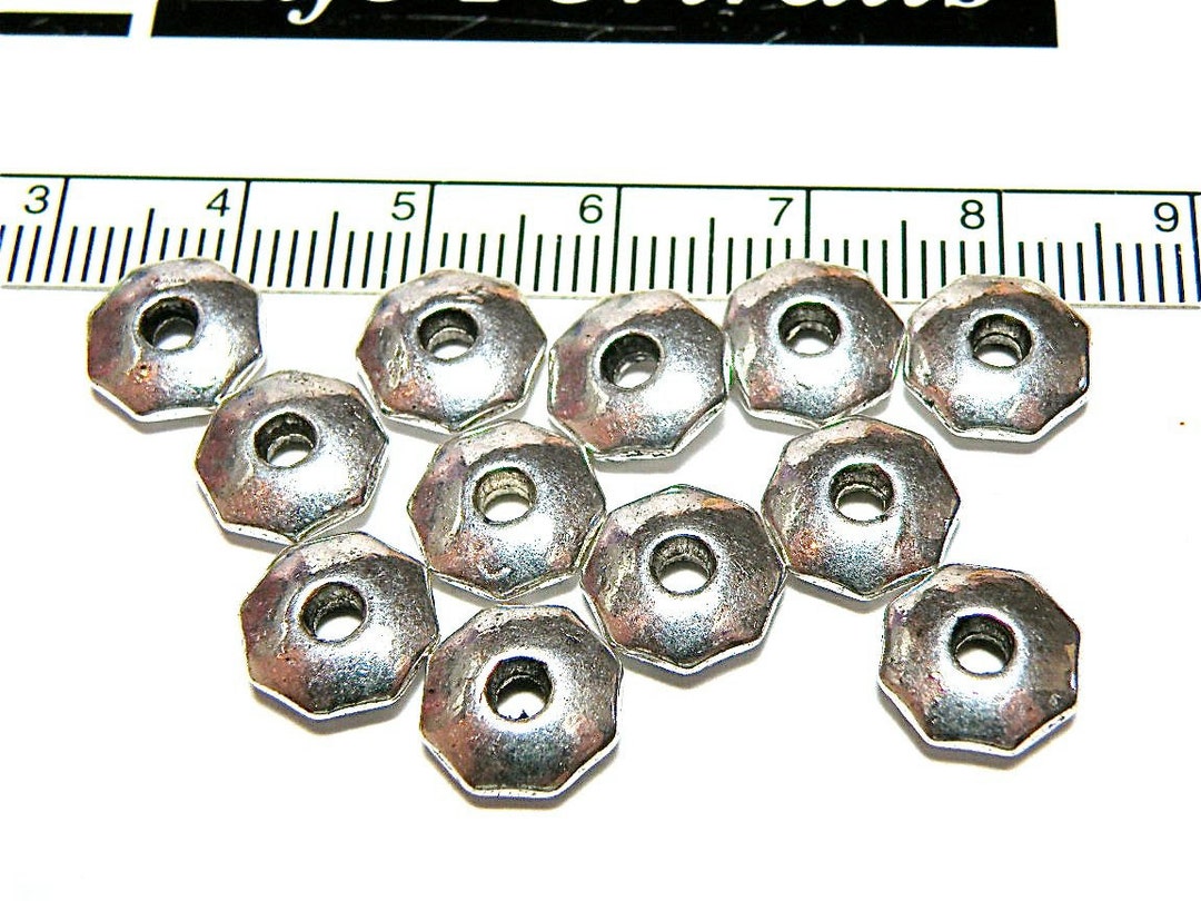 12 Pewter Puffy Octagonal Spacer Beads - Etsy