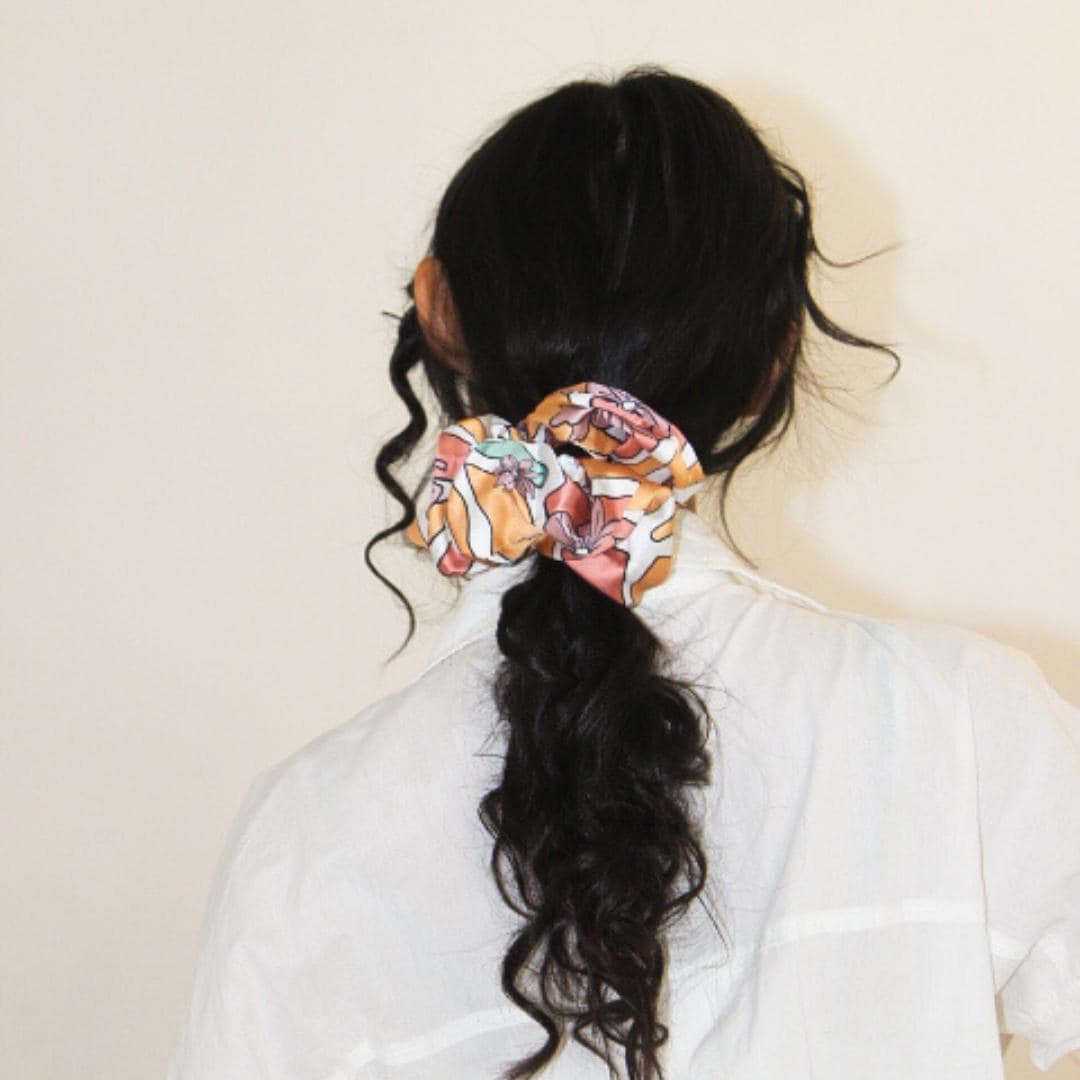 Bold Jumbo Silk Scrunchy With Flower Art - Etsy