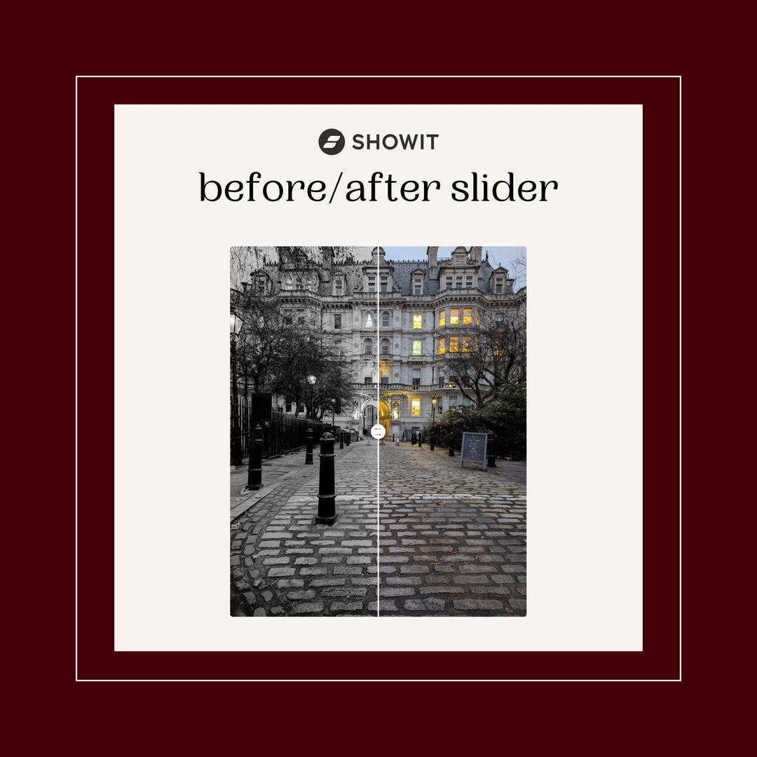 Showit Before/after Slider, Embed Code, Elegant Website Animations ...