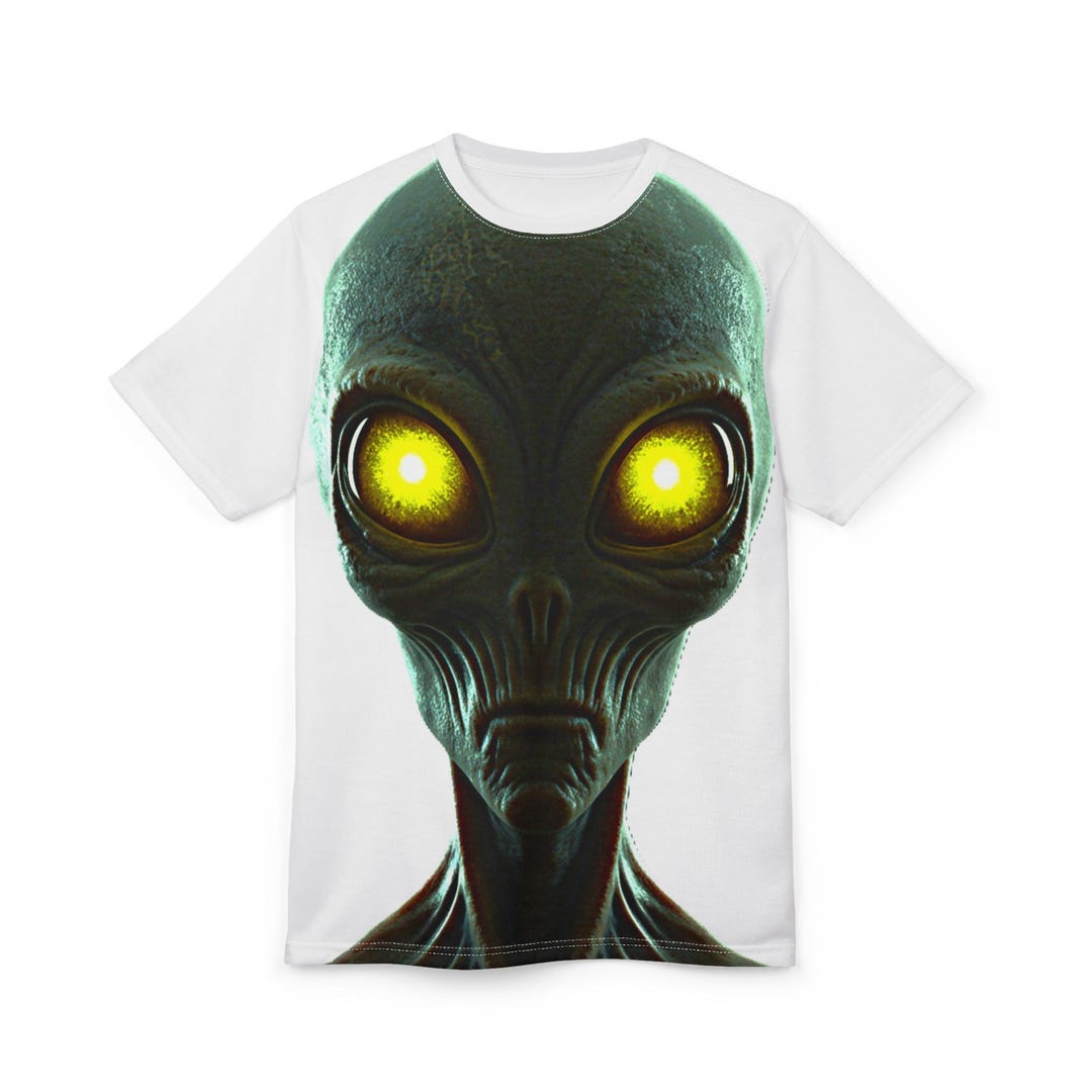 Giant Alien Face Tee, Unisex Cut & Sew T-shirt, Perfect for Sci-fi ...