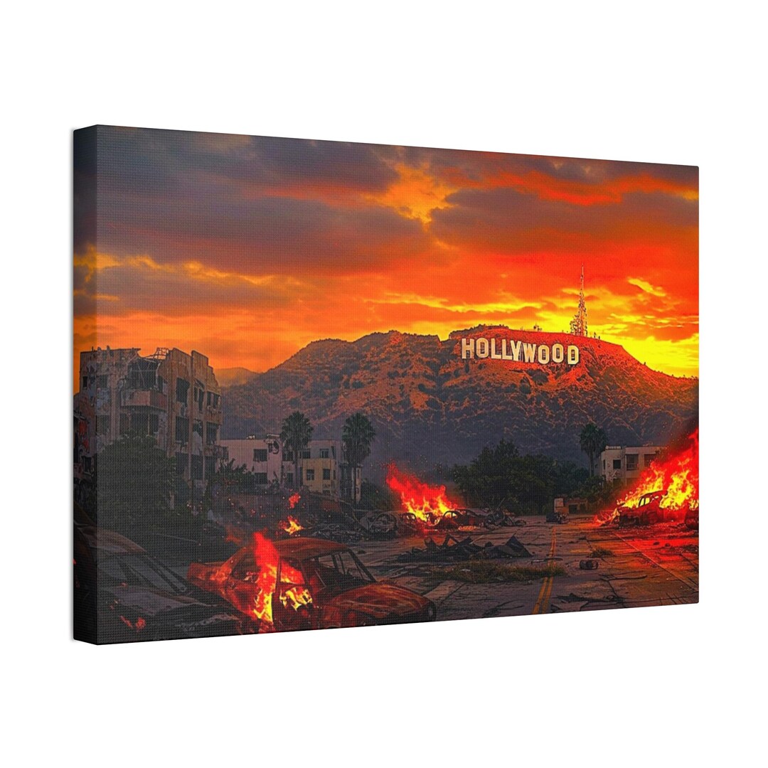 Apocalyptic Los Angeles Flames Print, Pop Culture, Home Office, 1.5 ...