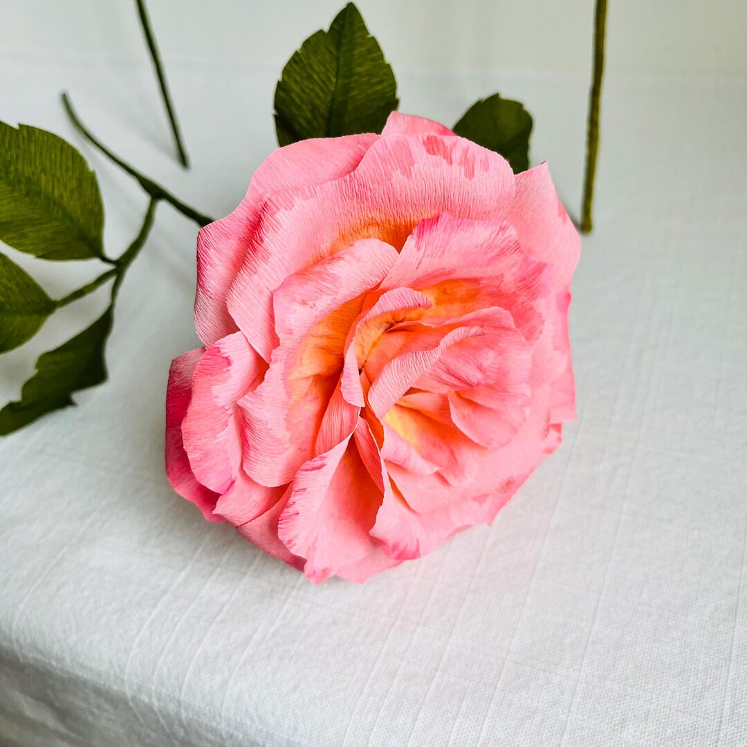 Handmade Pink Crepe Paper Rose - Etsy