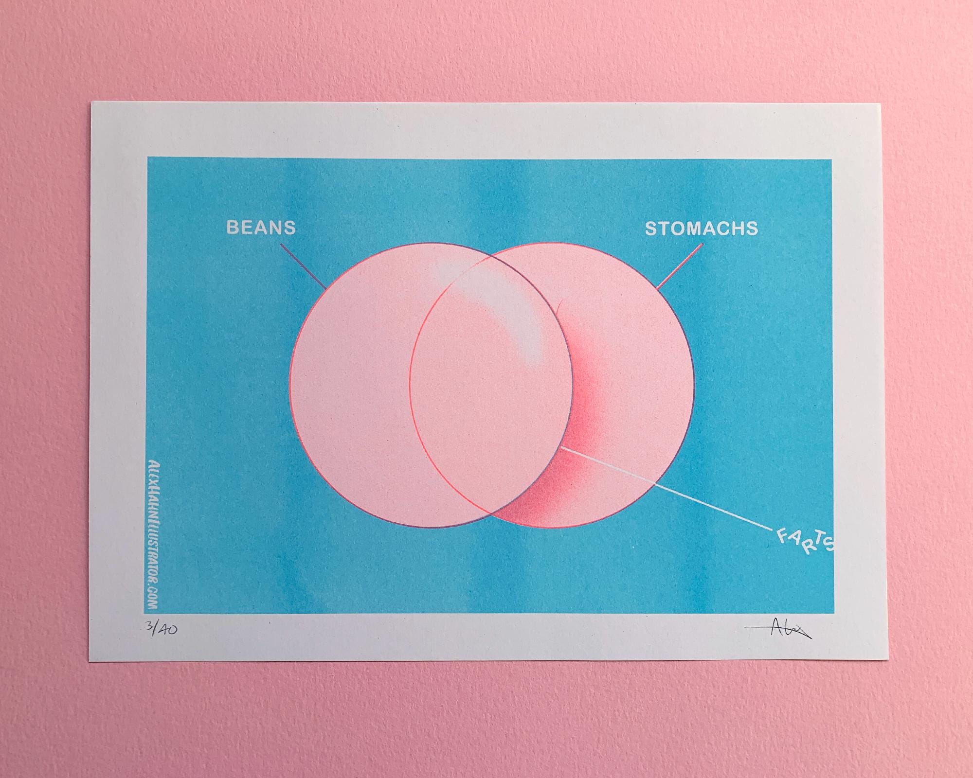 Cheeky RISO Print – Venn Diagram/butt "beans, Stomachs & Farts" [A4 ...