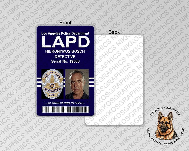 Hieronymus “harry” Bosch – Detective ID Card Replica – Laminated Photo ...