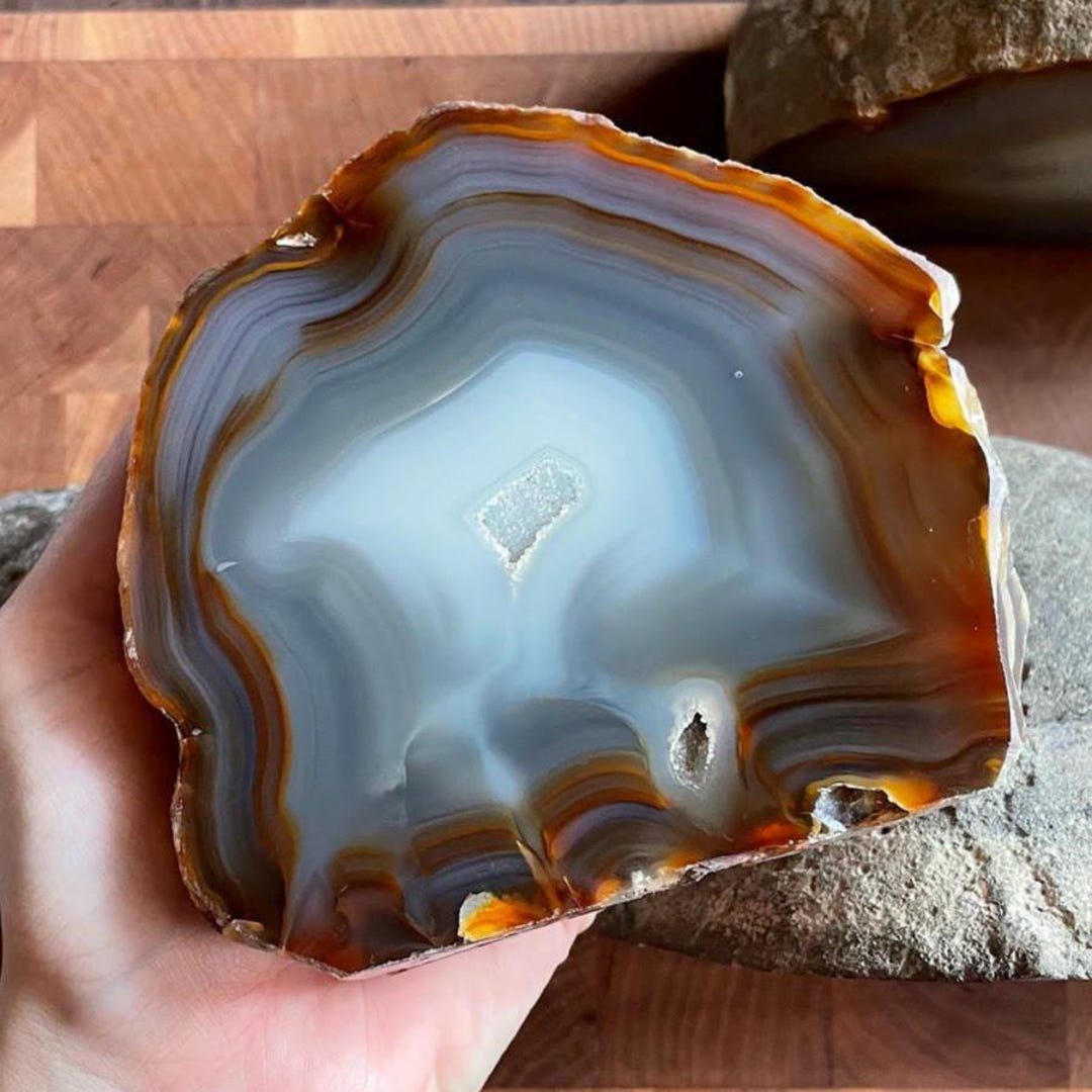 LARGE Blue Brazilian Agate Nodule / Agate Nodule / Polished Agate ...