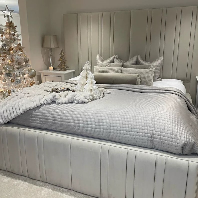 Freya Custom Bed Frame and Headboard, Upholstered Handmade Bed Frame ...