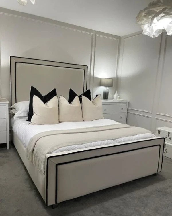 Hampton Custom Bed Frame and Headboard, Upholstered Handmade Bed Frame ...