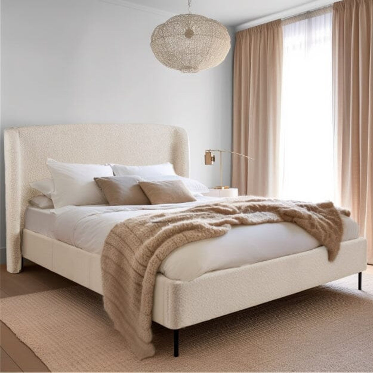 Hartland Custom Bed Frame and Headboard, Upholstered Handmade Bed Frame ...