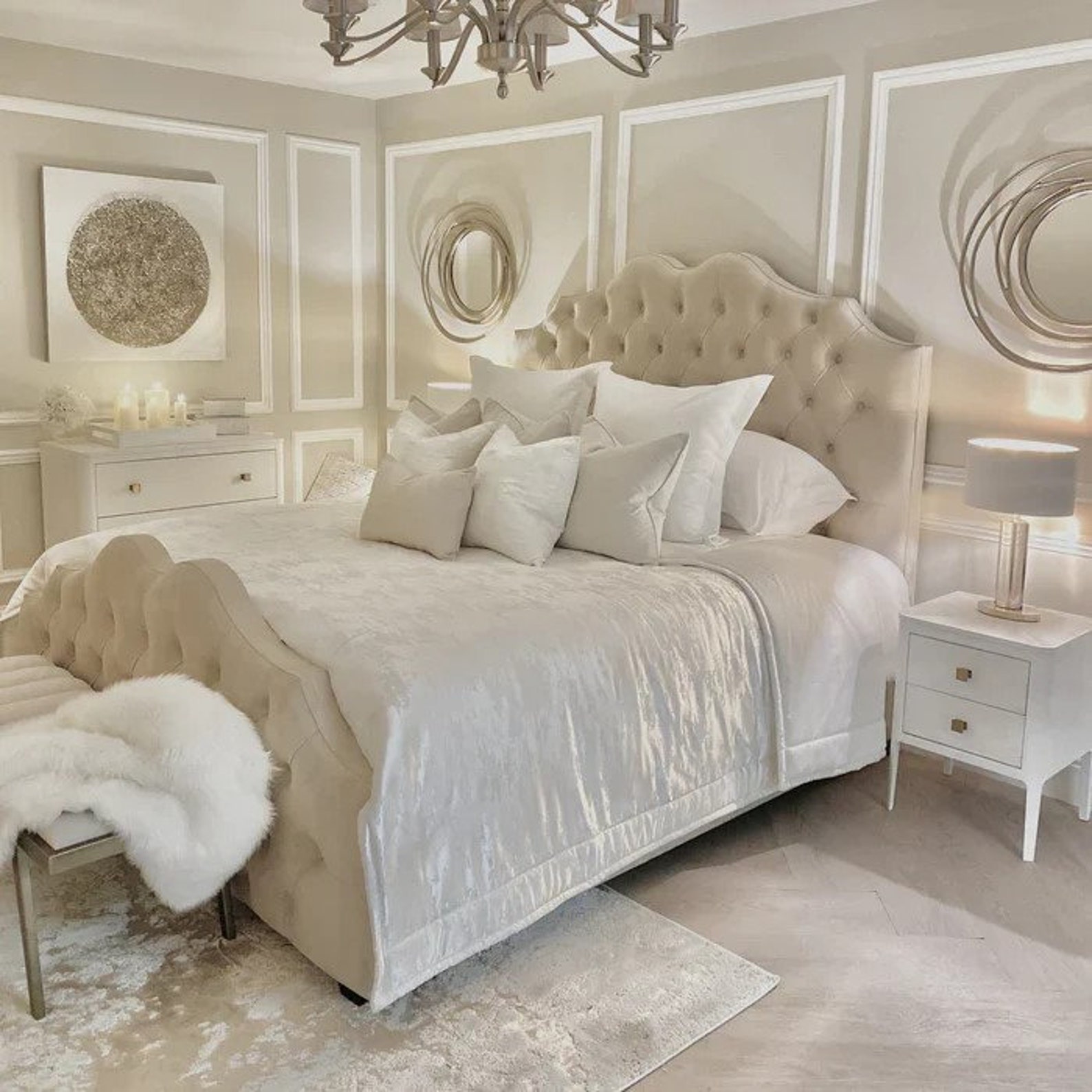 Majestic Custom Upholstered Bed Frame With Headboard, Modern Bed Frame ...