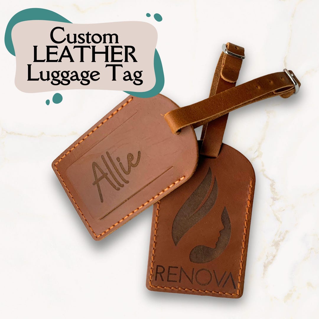 Personalized Luggage Tag Leather Custom Name Gift for Boss Corporate ...