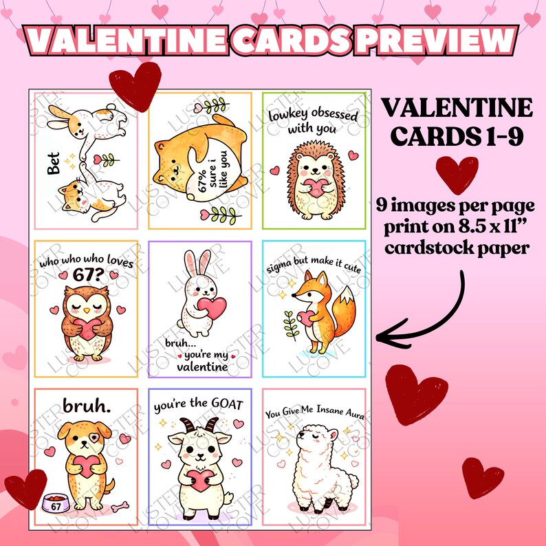 27 Six Seven Valentine Printable Cards Instant Download Funny Tween ...