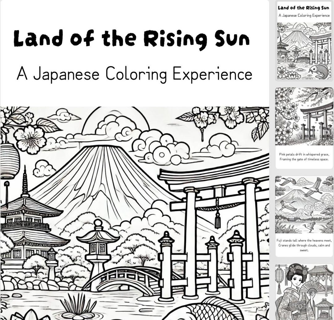 Land of the Rising Sun, Coloring Pages, Coloring Book for Kids ...