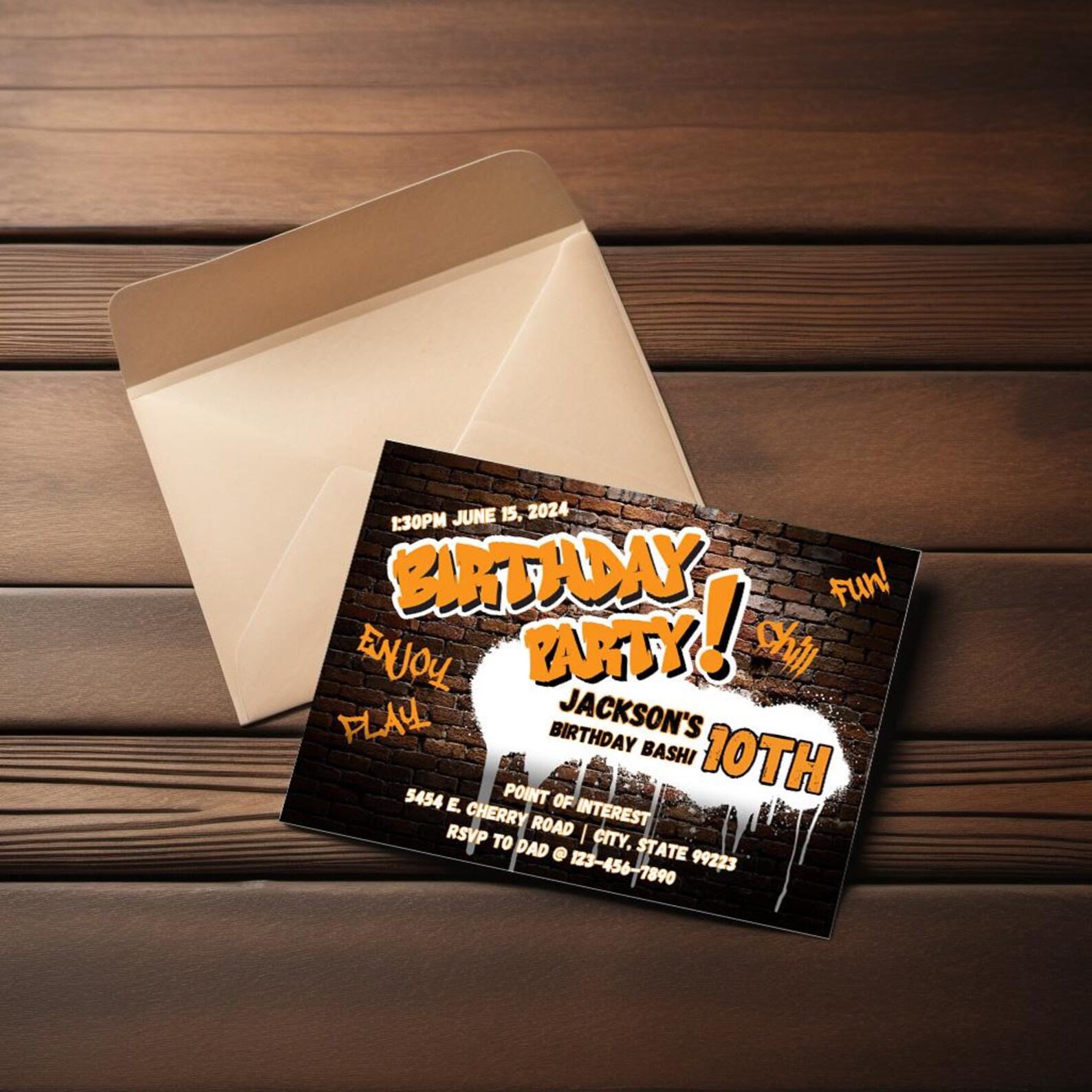 Graffiti Birthday Party Invitation, Urban Birthday Party Invitation ...