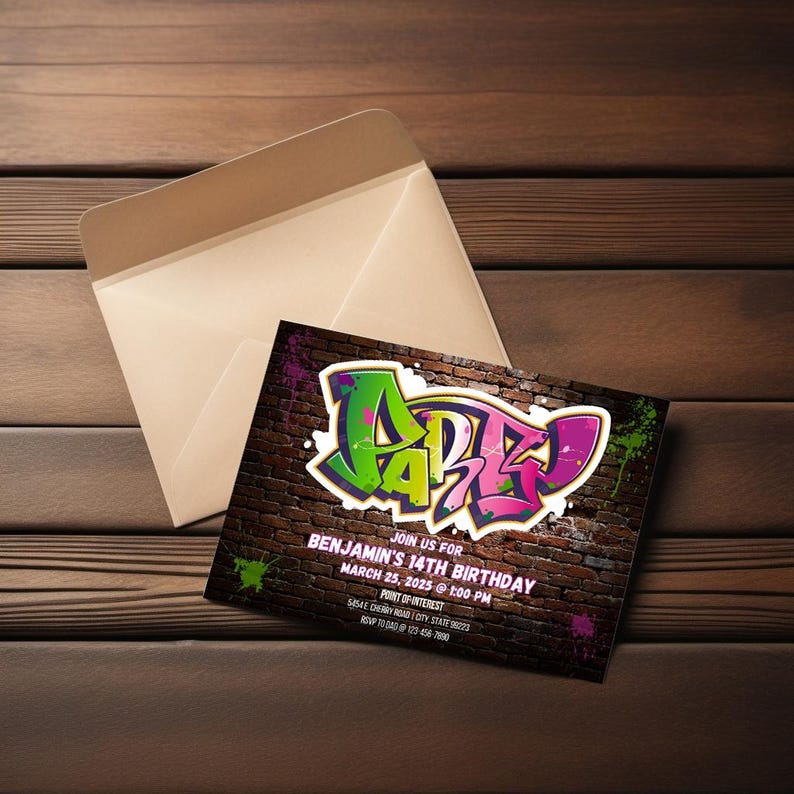 Graffiti Birthday Party Invitation, Urban Birthday Party Invitation ...
