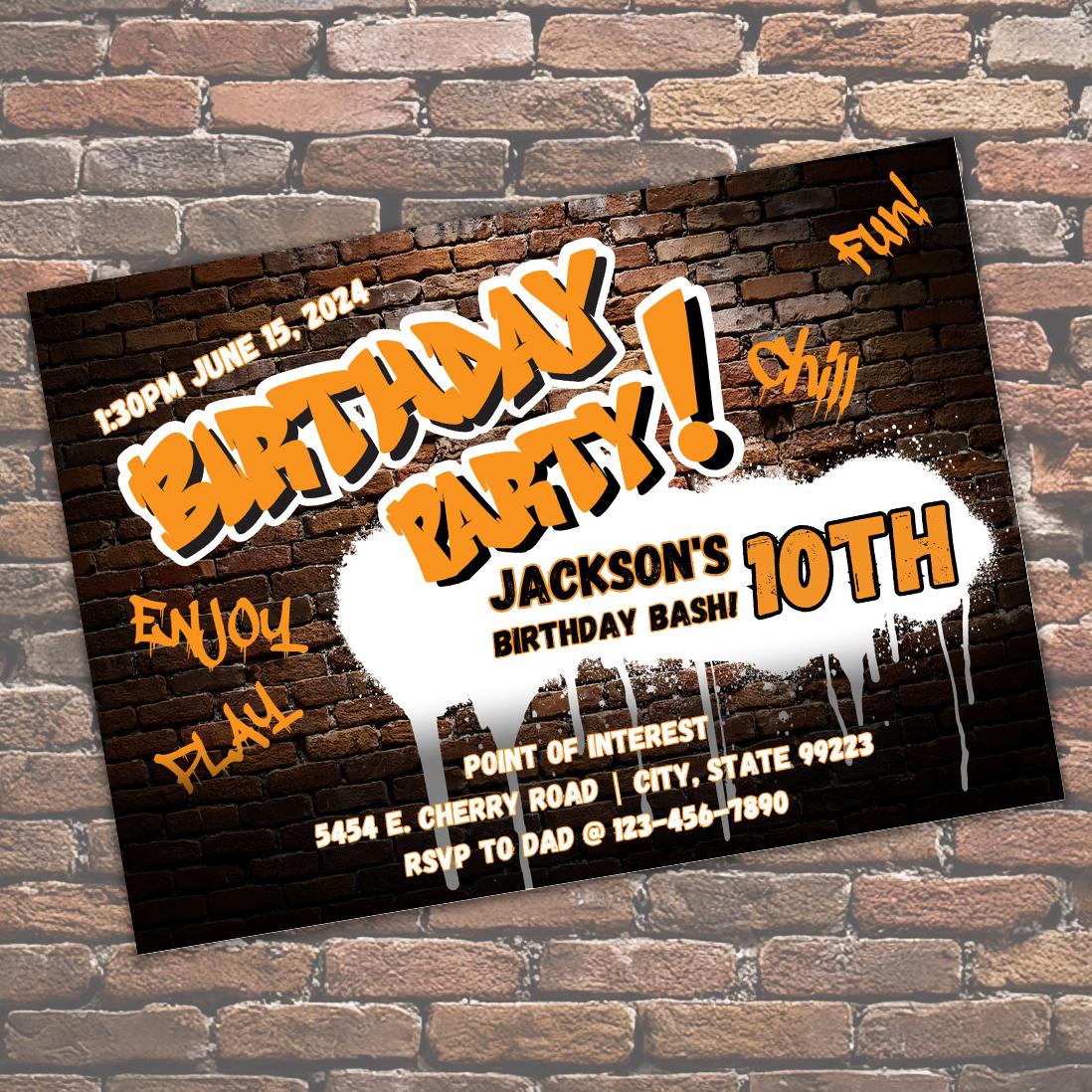 Graffiti Birthday Party Invitation, Urban Birthday Party Invitation ...