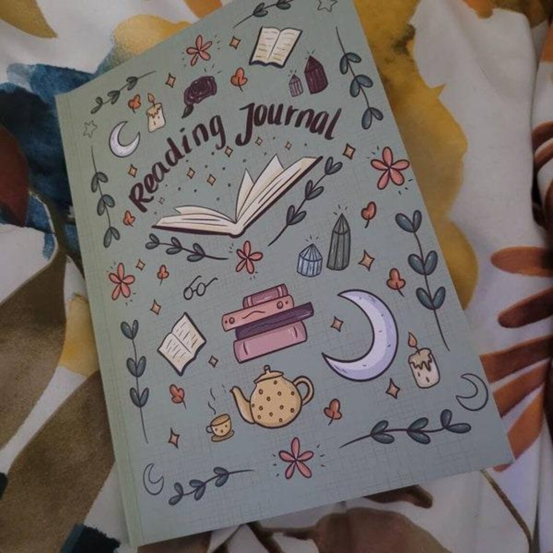 Green Reading Journal Track 100 Books & Reviews Cottage Core Book ...