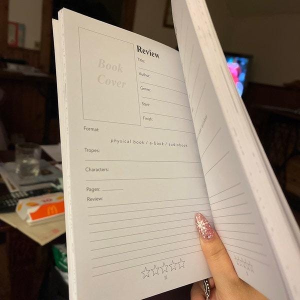 Green Reading Journal Track 100 Books & Reviews Cottage Core Book ...