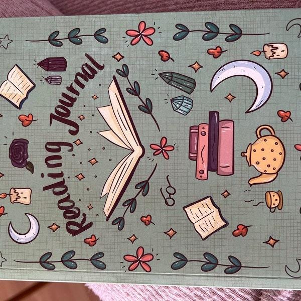 Green Reading Journal Track 100 Books & Reviews Cottage Core Book ...