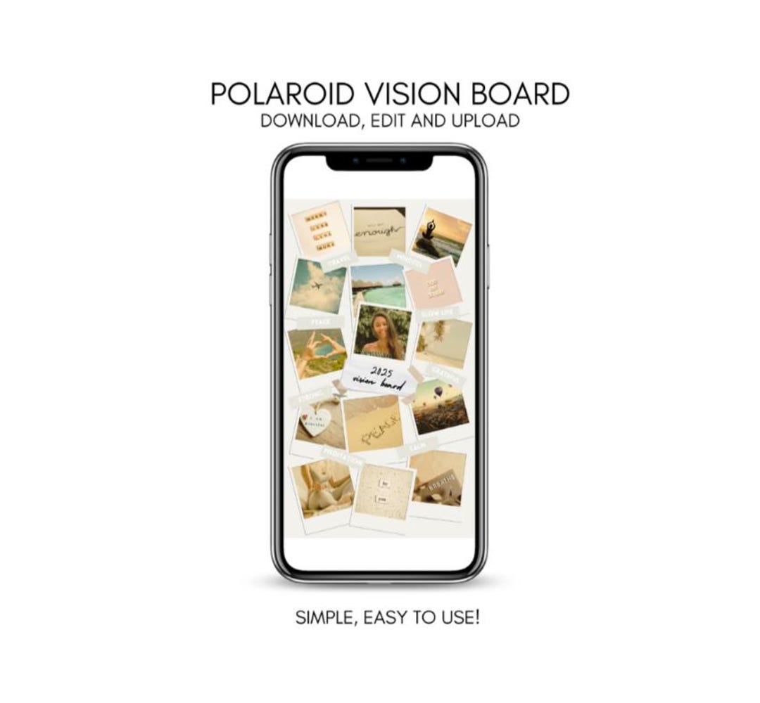 Polaroid Vision Mood Board Template, Phone Wallpaper Downloadable, Edit ...