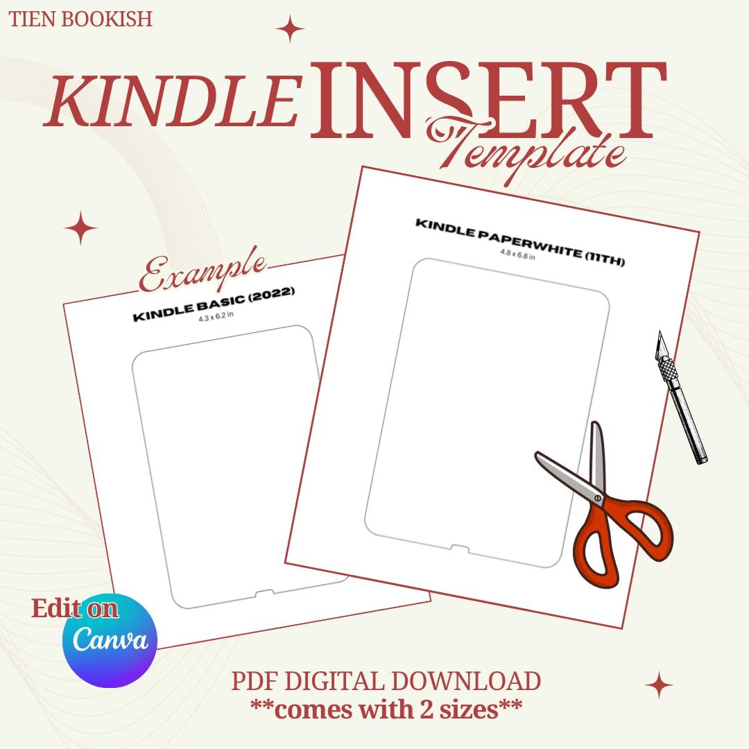 DIY Kindle Insert Template Paperwhite 11th Gen, Kindle Basic, PDF ...