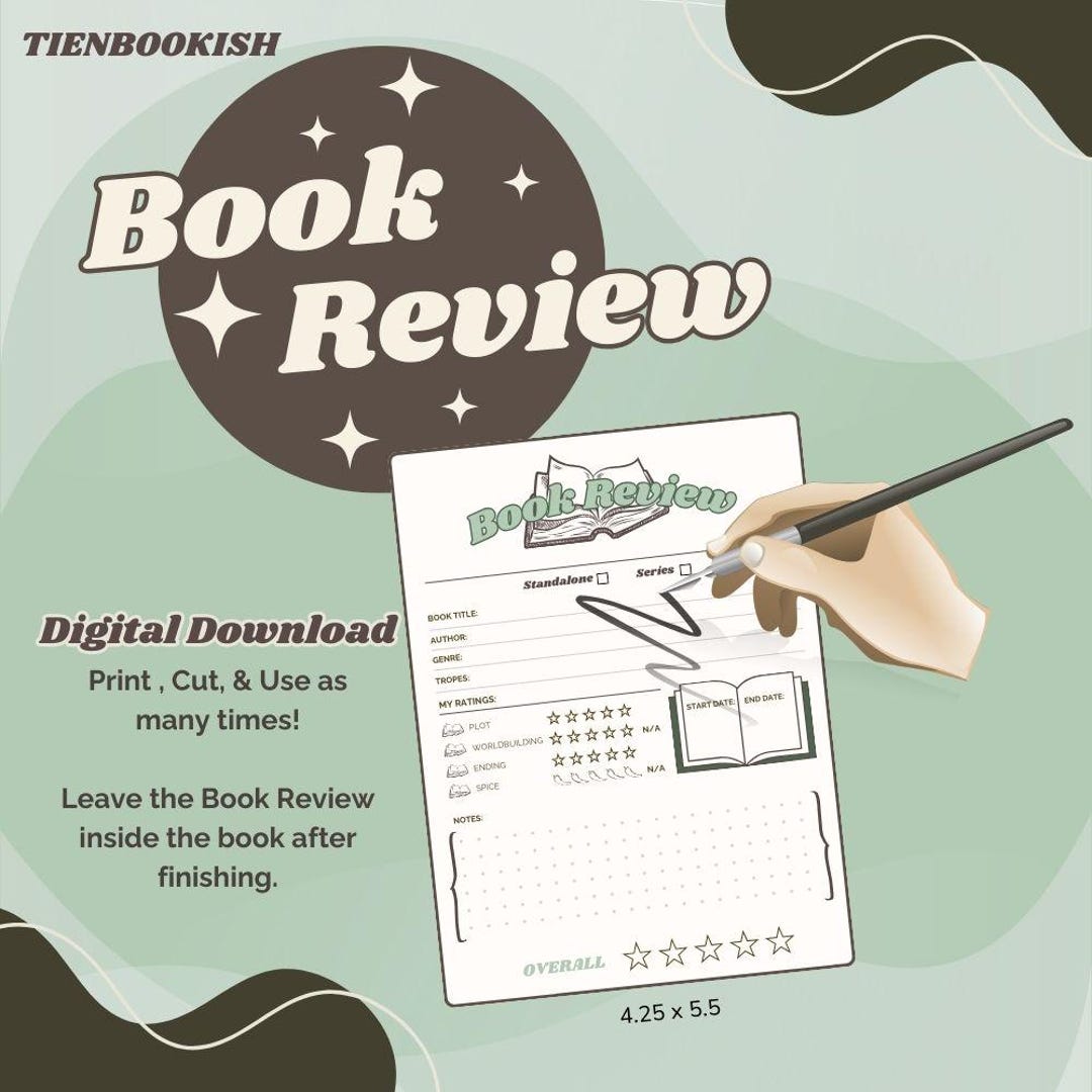 Book Review Notepad, Digital Download, Bookish, Book Tracker ...