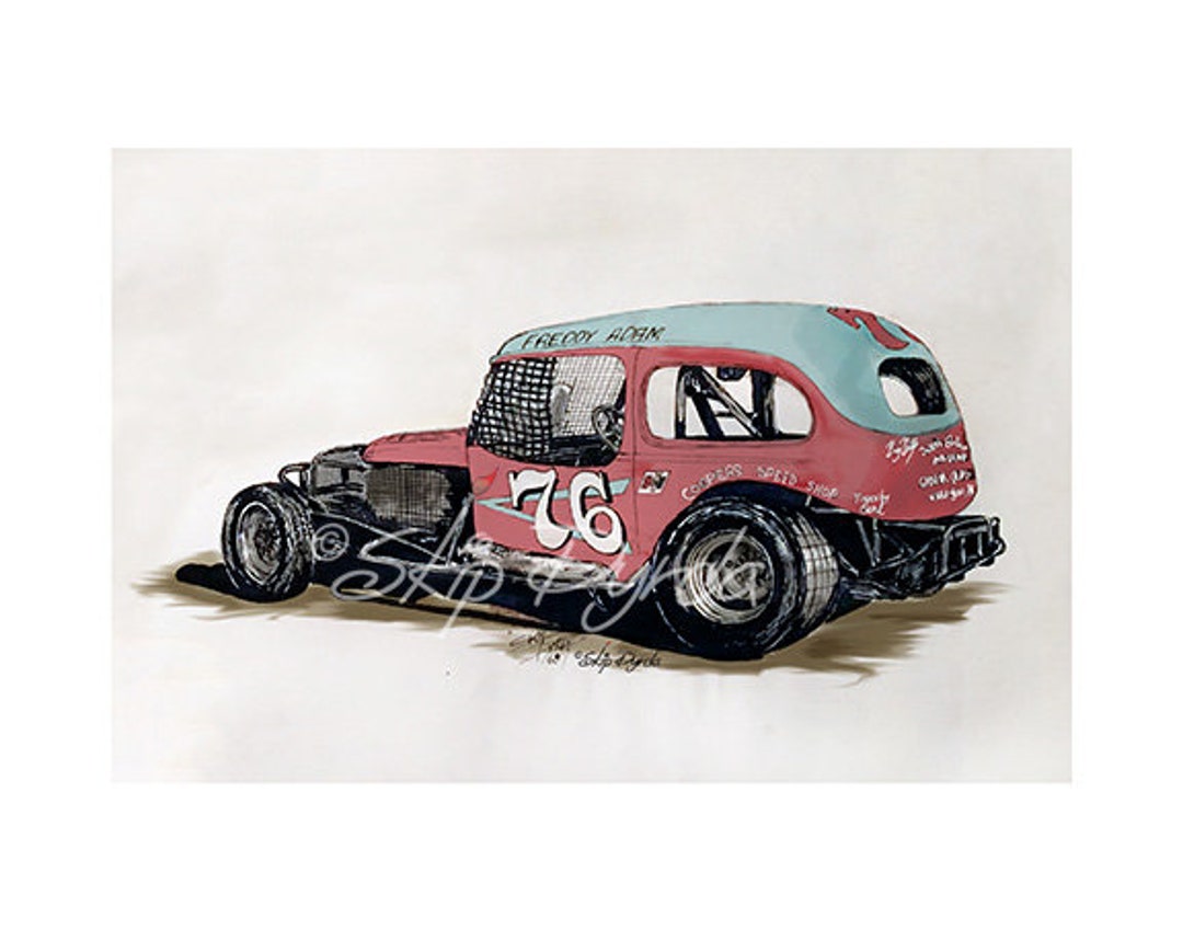 Freddy Adams Number 76 at the Reading Fairgrounds in 1968 - Print of ...