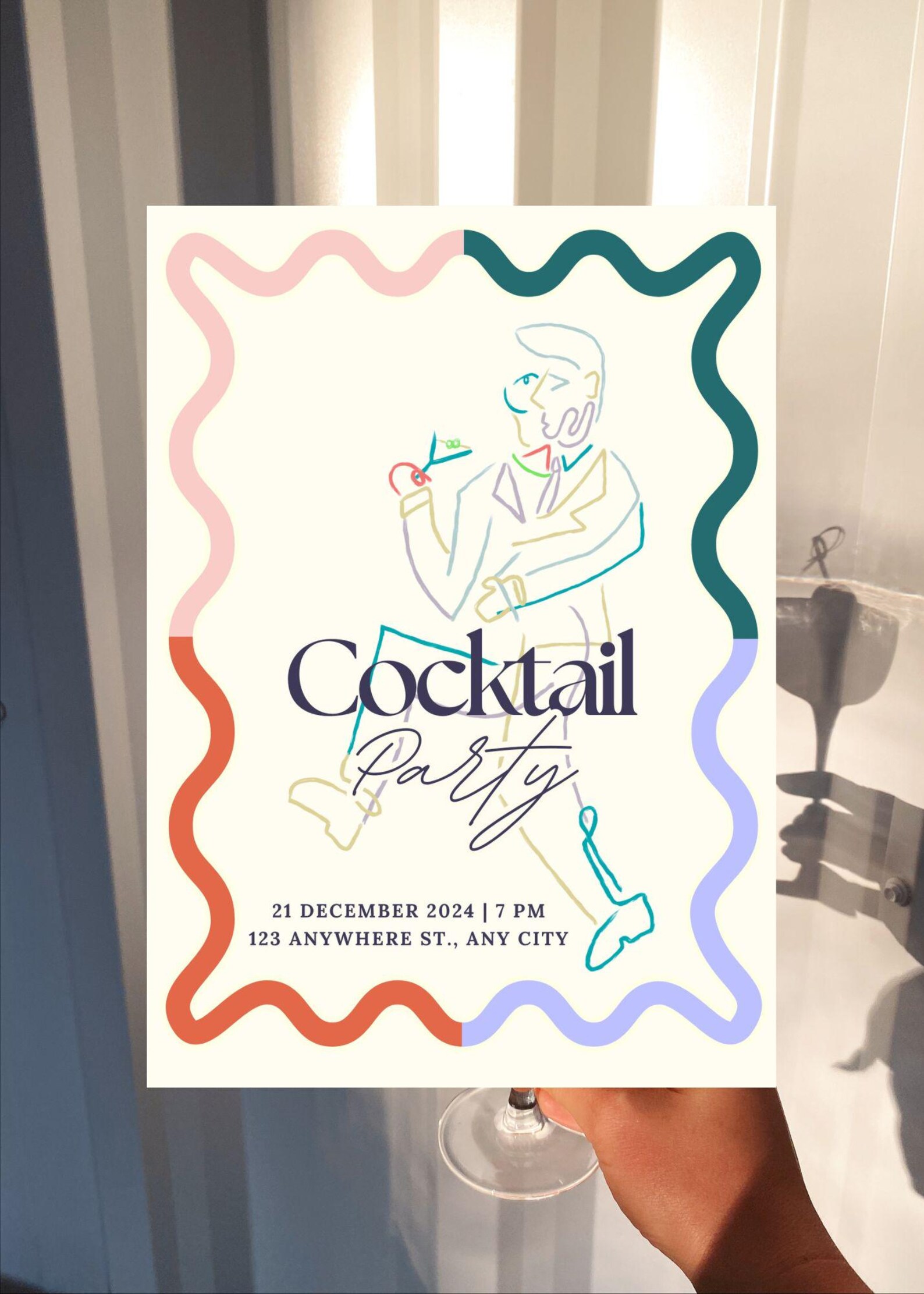 Chic Digital Cocktail Party Invitation | Digital or Printable Happy ...
