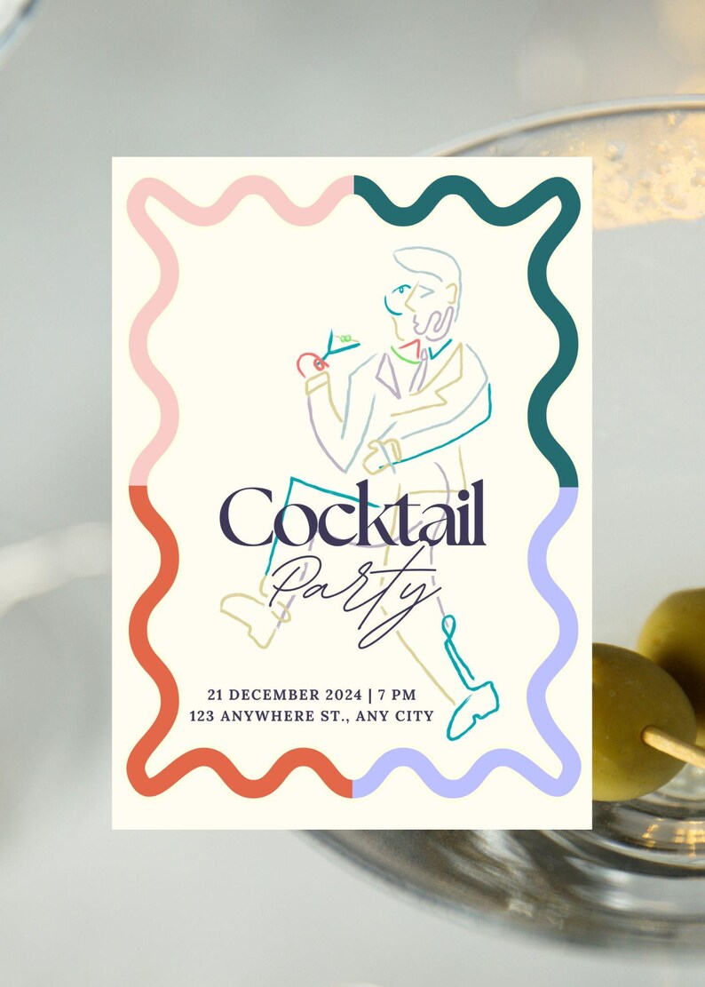 Chic Digital Cocktail Party Invitation | Digital or Printable Happy ...