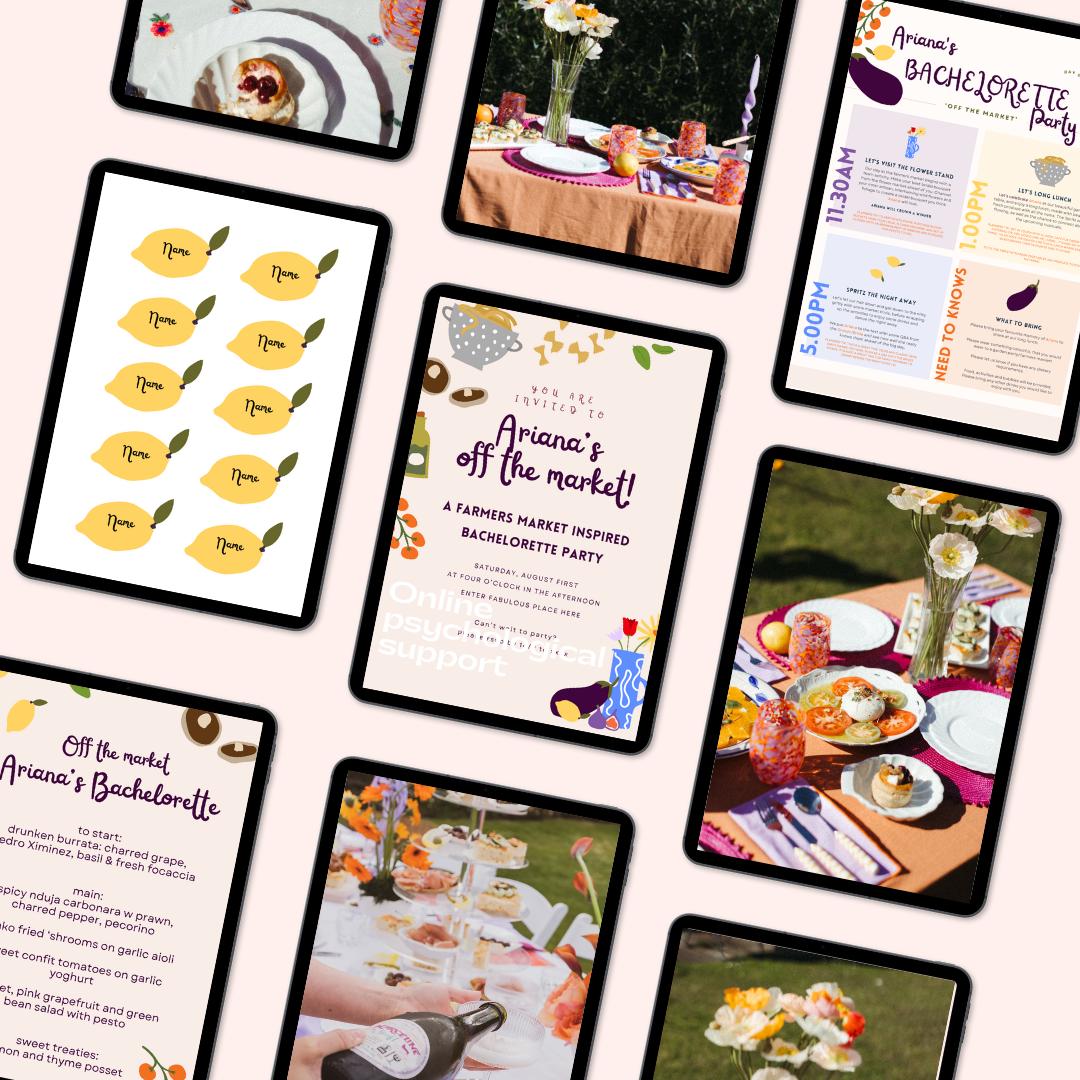 Bachelorette Party Menu | Farmers Market Menu Template | Editable ...