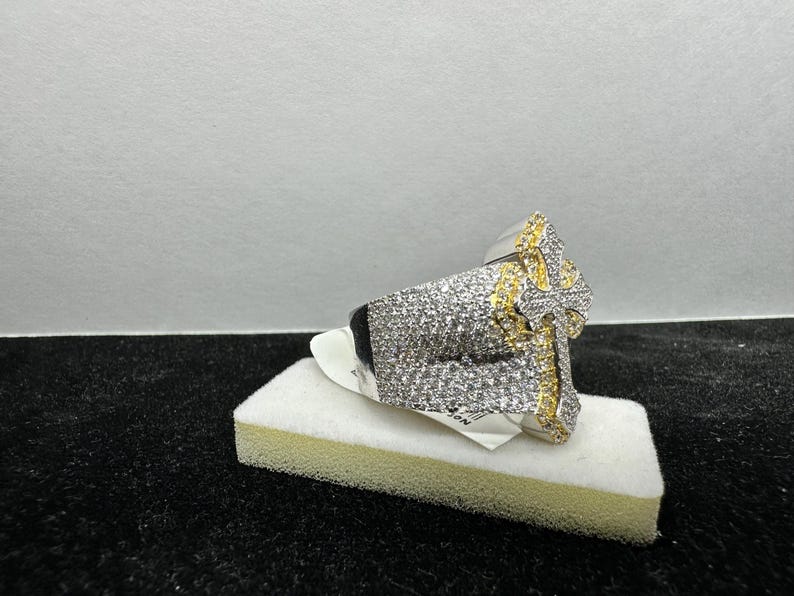 Cross Hip Hop Ring, Holy Cross Iced Out Ring for Men, Diamond Gold ...