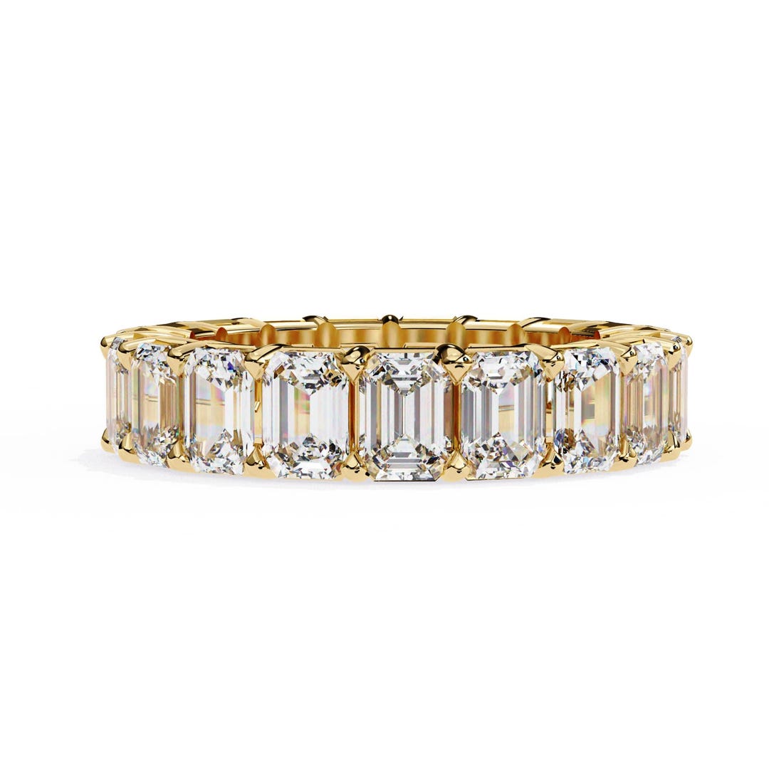 Carat Emerald Cut Moissanite Diamond Eternity Band | 18K Solid Gold ...
