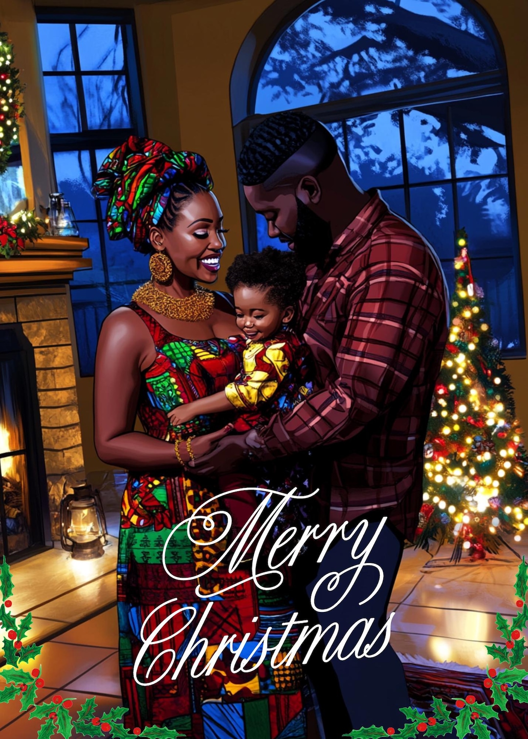 Vibrant Digital Christmas Cards Combining Festive Themes and African ...