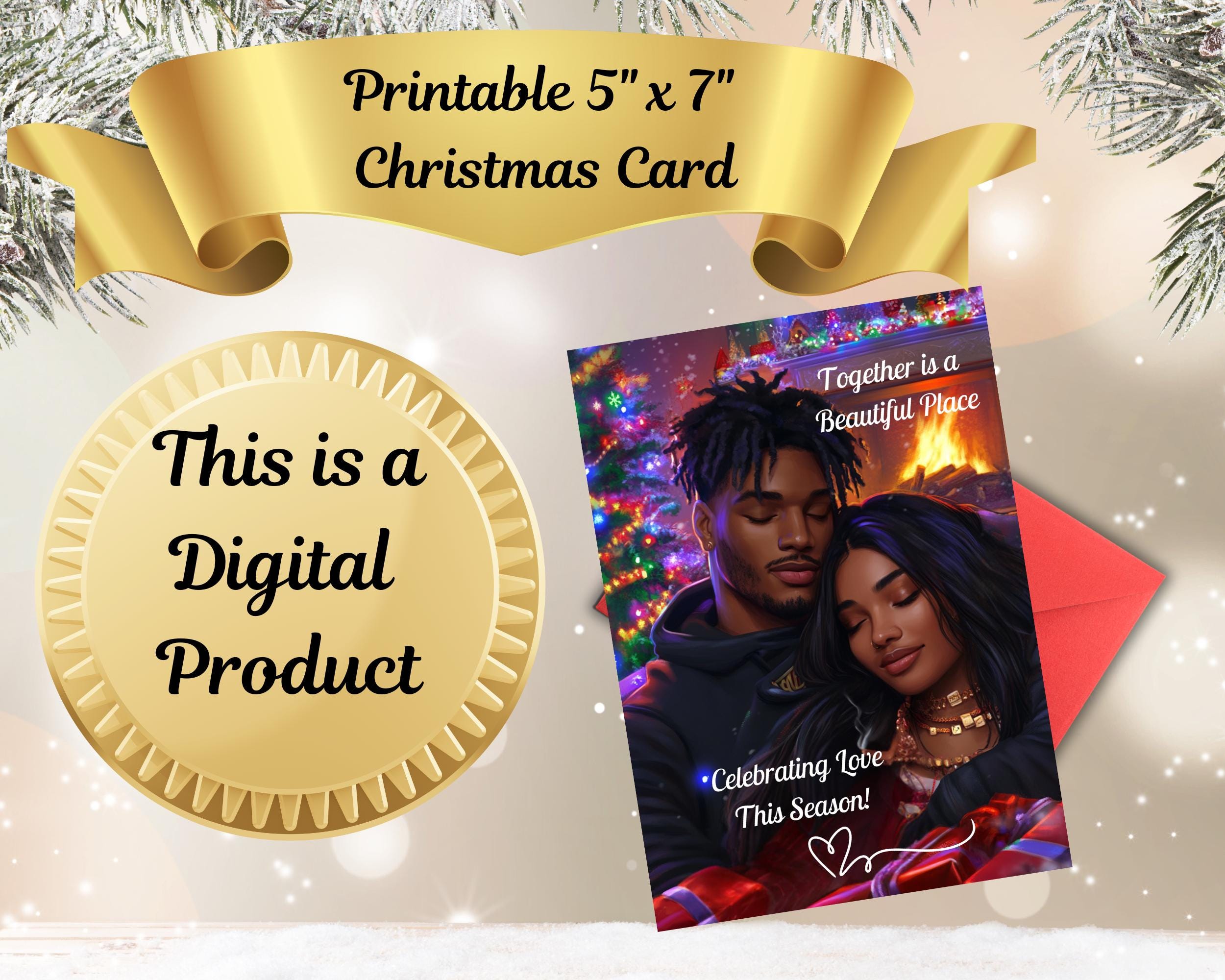 Printable Christmas Greeting Card Digital Greeting Card Happy Holidays ...