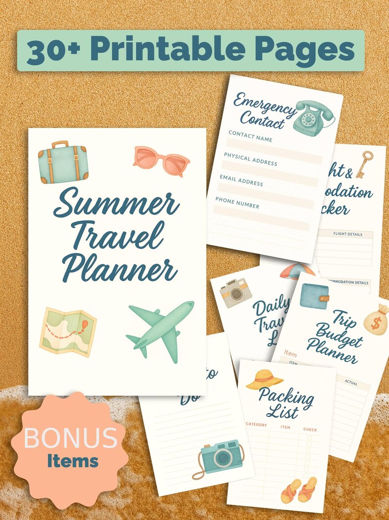 Printable Travel Planner | Summer Vacation Itinerary, Packing List ...