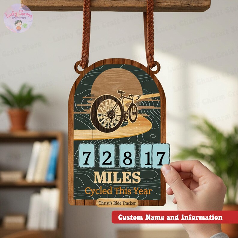Miles Cycled This Year Tracker Sign, Custom Miles Ridden Board ...
