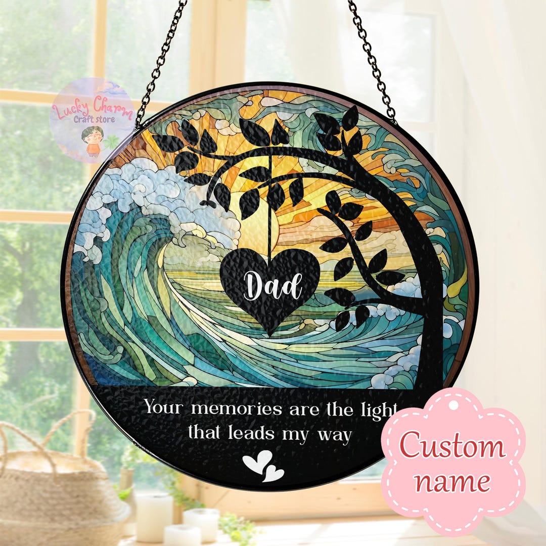 Personalized Memorial Suncatcher Sympathy Gift, Loss of Dad Memorial ...