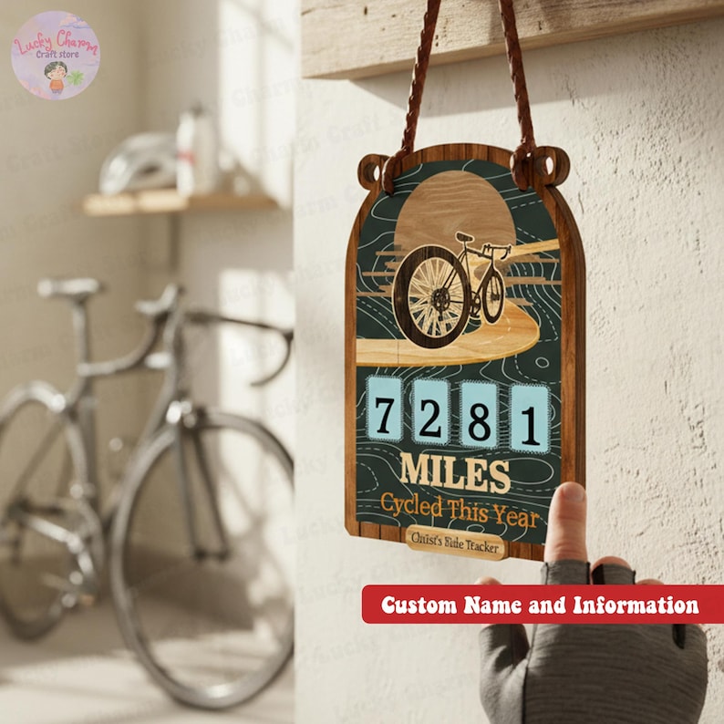Miles Cycled This Year Tracker Sign, Custom Miles Ridden Board ...