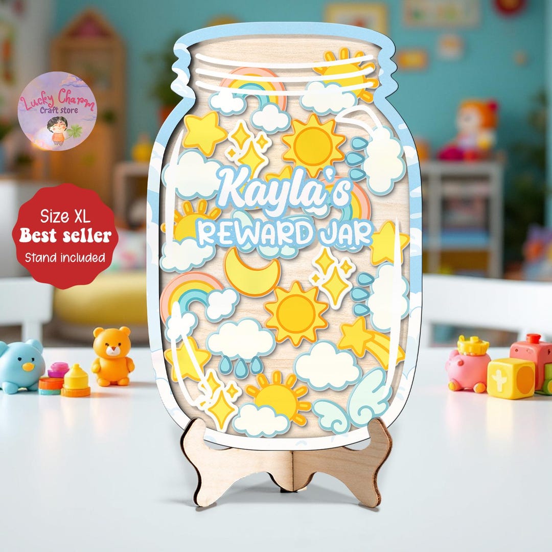 Personalized Sky Magnetic Reward Jar, Sun Rainbow Cloud Rain Classroom ...
