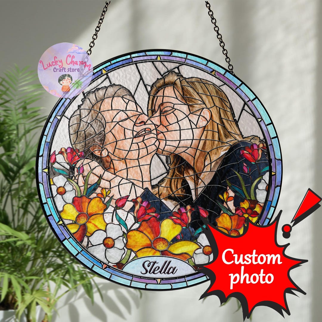 Personalized Stained Glass Suncatcher, Mother Gift, Custom Suncatcher ...