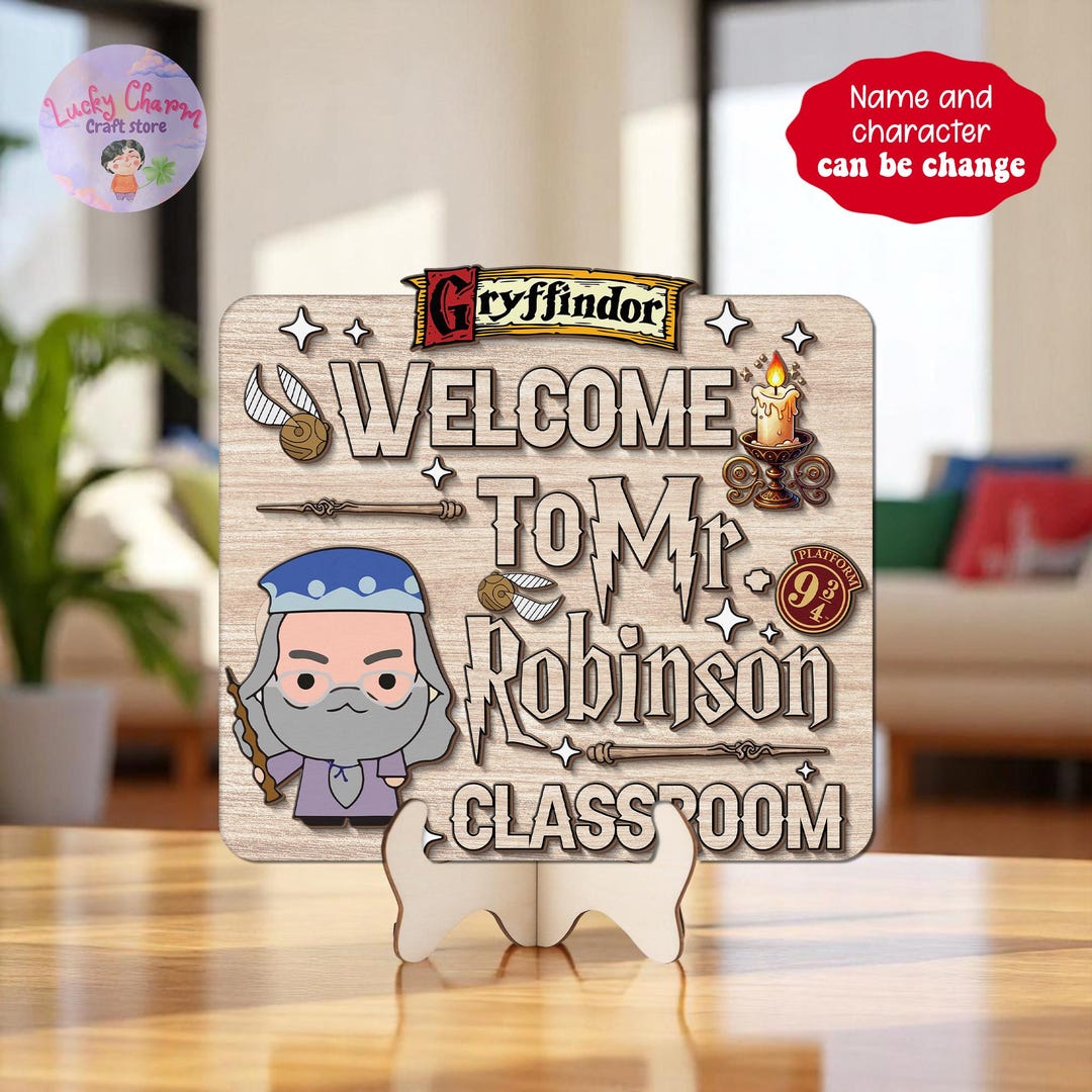 Personalized Wizard Teacher Sign, Magic Teacher Name Sign, Classroom ...