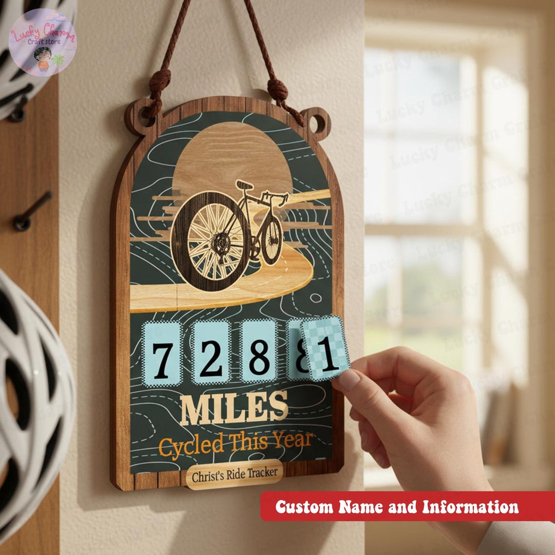 Personalized Cycled Miles Tracker Sign, Custom Miles Ridden Board ...