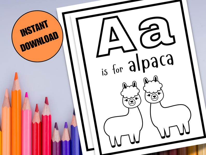 Printable Animal Alphabet Coloring Pages for Kids, Easy Coloring Pages ...