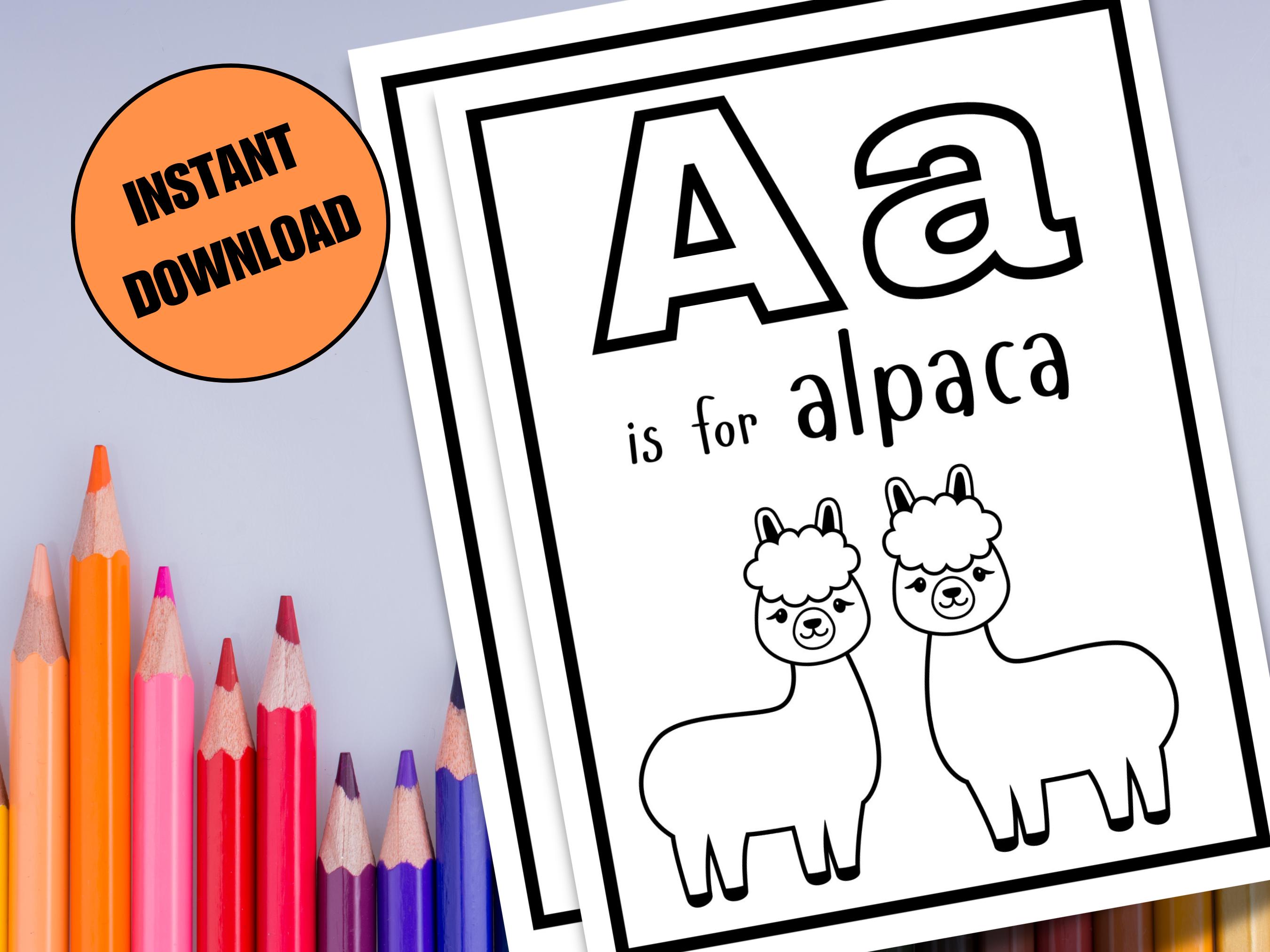 Printable Animal Alphabet Coloring Pages for Kids, Easy Coloring Pages ...