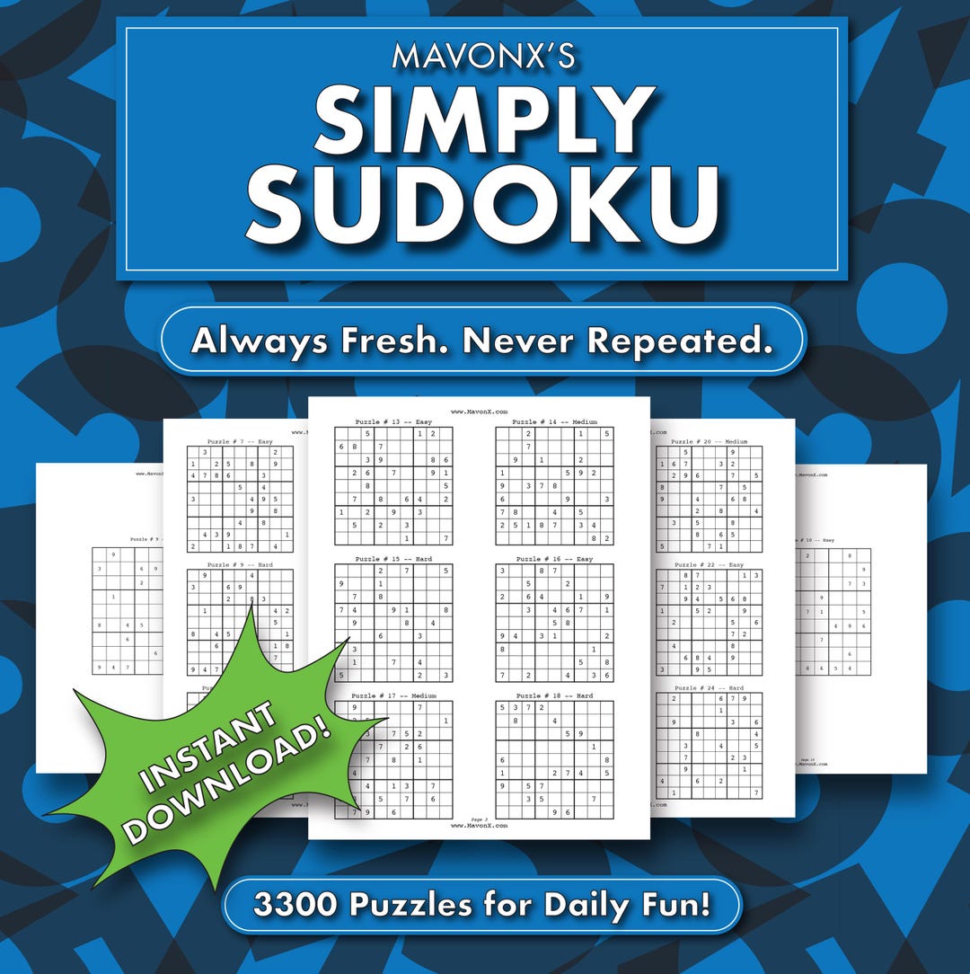 3,000+ Printable Puzzles: Easy, Medium & Hard Sudoku - Simply Sudoku - Etsy